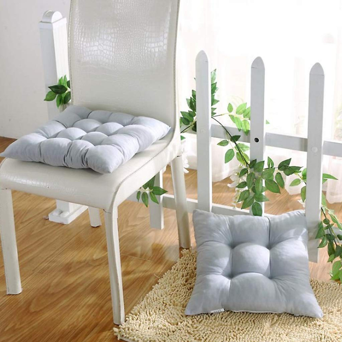 Backbayia 2 Pieces Square Seat Cushions Pillow Chair Pads for Car, Home, Office