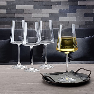 Mikasa Aline Set of 4 White Wine Glasses, 16-Ounce, Clear