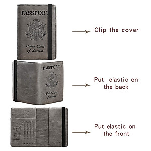 Passport Holder Cover Wallet Travel Essentials RFID Blocking Leather Card Case International Travel Must Haves Travel Accessories for Women Men(101#Coffee Grey)