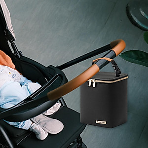 BABEYER Breastmilk Cooler Bag with Ice Pack Fits 4 Baby Bottles Up to 9 Ounce, Baby Bottle Cooler Bag Suitable for Nursing Mom Daycare, Black