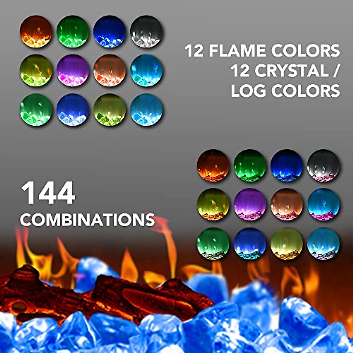 E EUHOMY 50-inch Electric Fireplace, Recessed and Wall Mounted Fireplace Heater, Adjustable Brightness, Multiple Colors, Dual Control Remote and Touch Screen, Indoor Heater with Timer, 750W/1500W