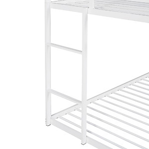 Harper & Bright Designs Twin Over Twin House Bunk Bed, Metal Floor Bunk Bed Frame for Kids, Built-in Ladder, No Box Spring Needed - White