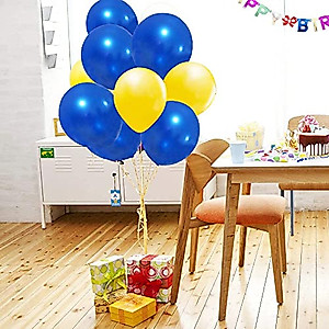 Graduation Party Decorations 2023 Blue and Yellow Balloons/Navy Blue Yellow Gold Party Decorations/Navy Blue Yellow Birthday Decorations 20pcs for Navy Blue Yellow Graduation Party Supplies 2023