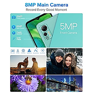 Ulefone Unlocked Smartphone, Note 14 Cell Phone Unlocked, Android 12, 6.52" IPS Full-Screen, 4500mAh, 7GB + 16GB, Triple Card Slots, 8MP Camera, Dual SIM, Face Recognition, 4G Cheap Phones - Green