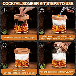 Cocktail Smoker Kit with Torch - Whiskey Smoker Kit Gifts for Men Dad, Drink Smoker Infuser Kit for Smoked Old Fashioned Cocktails, Unique Gifts for Dad, Husband, Boyfriend, Grandpa (No Butane)