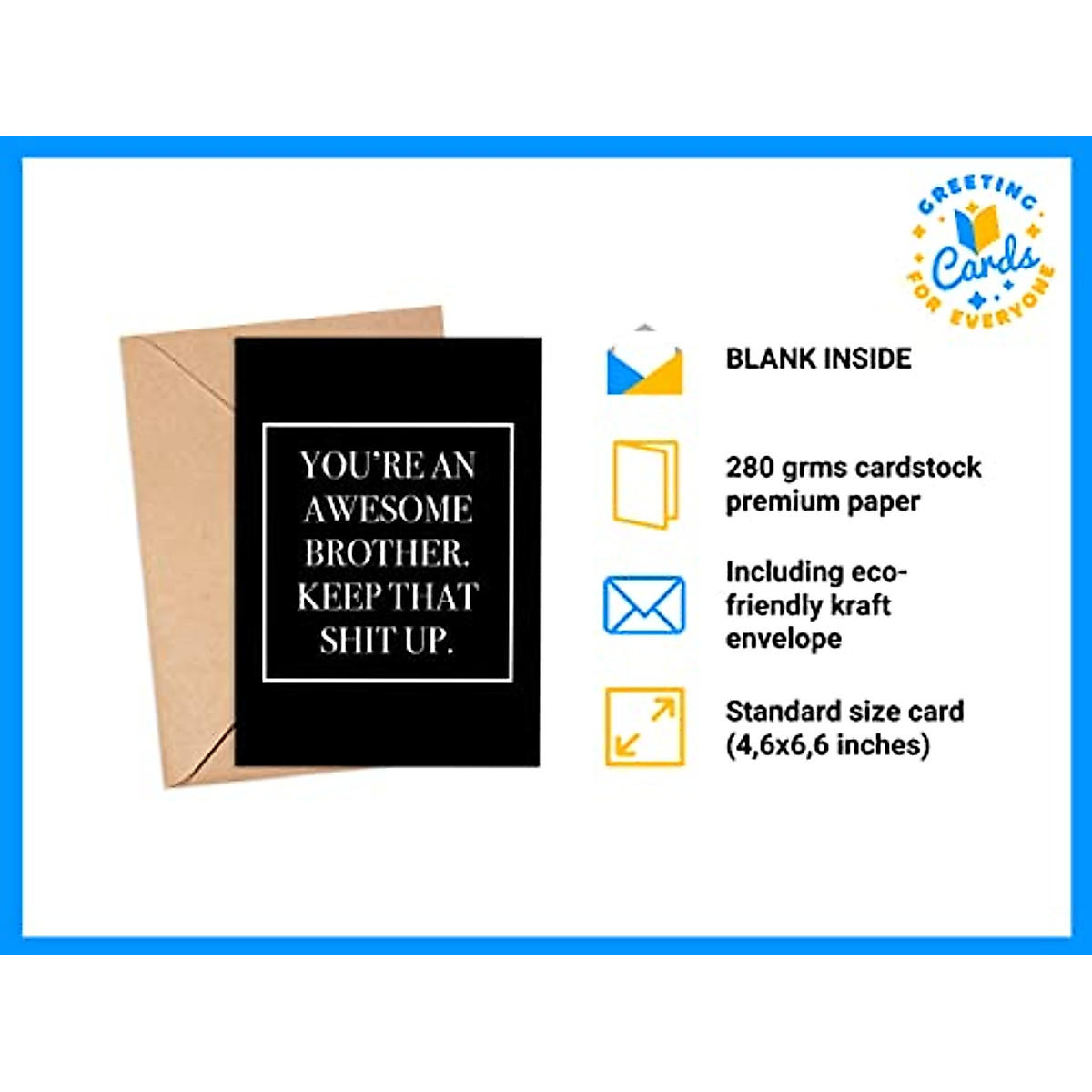 Funny card for brother | Original card for Birthday, Retirement, Wedding, Christmas. | Joke congratulatory card for your brother or your brother in law | Awesome and fun card for him