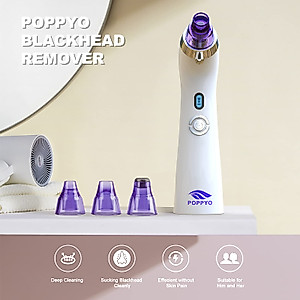 Blackhead Remover, POPPYO Blackhead Vacuum, Electric Facial Vacuum Cleaner, Pore Vacuum Extractor Tool, Comedo Removal Beauty Suction Device for Women(Purple)