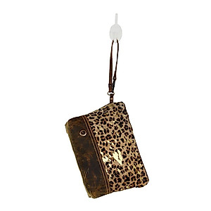 Myra Bag Pouch Delight Canvas And Cowhide Bag Upcycled Canvas, Leather & Cowhide S-2582