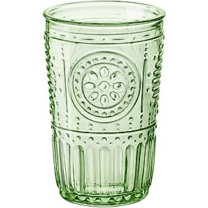 Bormioli Rocco Romantic Set Of 4 Tumbler Glasses, 11.5 Oz. Colored Crystal Glass, Pastel Green, Made In Italy.