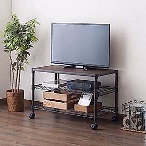 Doshisha NO8052-3 Luminous Steel Rack, Black, TV Stand, Width 31.5 inches (80 cm), Noir Series Storage Shelf