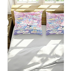 EIANLAI 3 Piece Anime Bedding Set 3D Printed Cartoon Soft Duvet Cover Set for Bedroom (1 Duvet Cover & 2 Pillowcases)-Twin