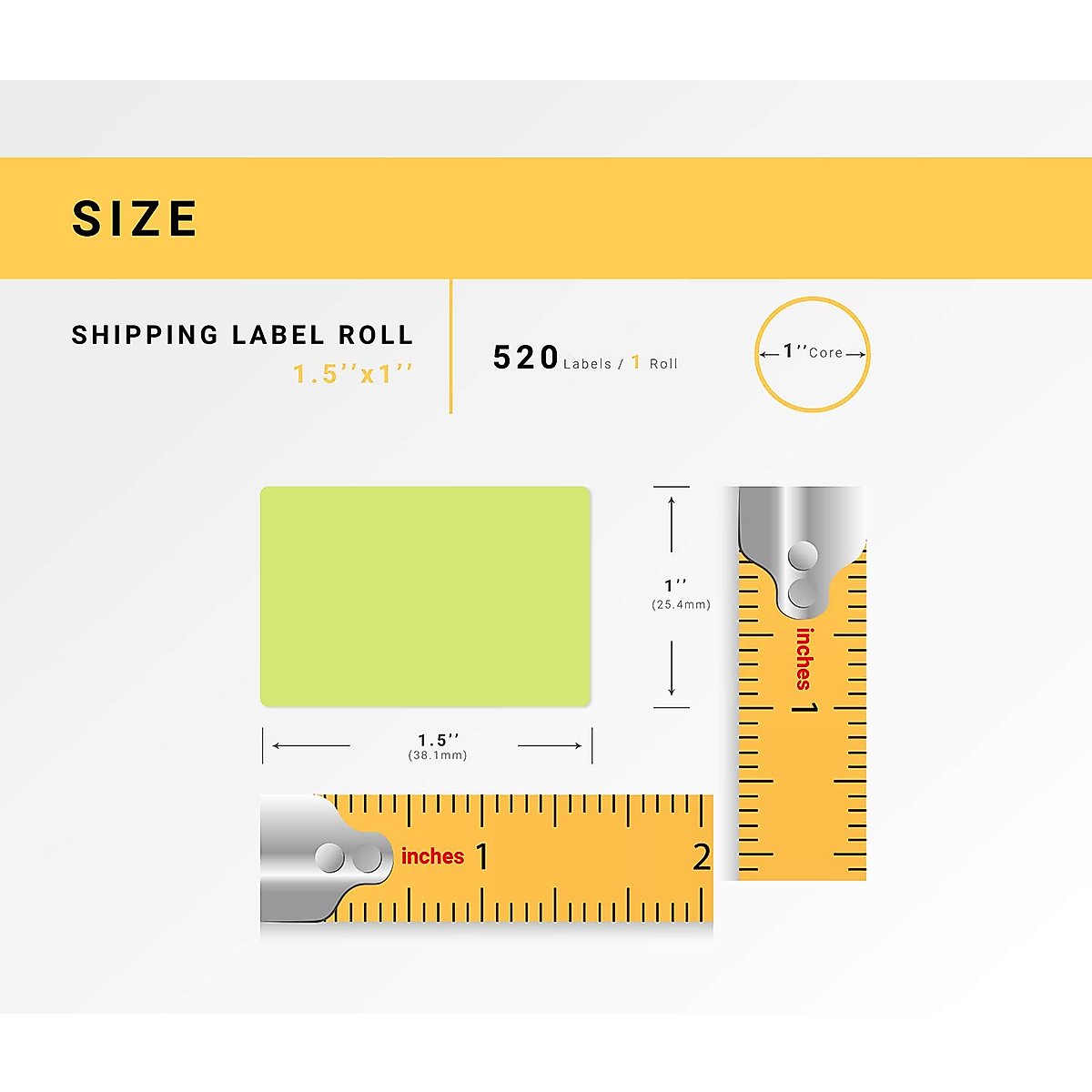 HOUSELABELS 1.5" x 1" Green Multipurpose Labels on 1" Core Compatible with Zebra and Rollo Printers, 1 Roll / 520 Labels per Roll