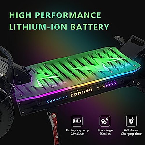 ZonDoo RoadHitter Electric Scooter Adults,Up to 68MPH 75 Miles Range,8000W Dual Motor 13Inch All Terrain Fat Tires, Hydraulic Suspension and Oil Brakes,Sports Off Road Adult E-Scooter for Adults