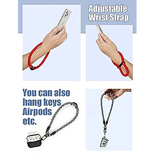 project-cb Hand Wrist Phone Strap,Phone Lanyard Patch ×2,Cell Phone Case Holder,Wristlet Strap for Key,AirPods,Camera (Black, 15.7inch)