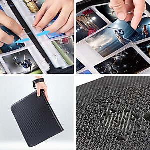 WOT I Trading Card Binder, 900 Pockets Card Binder Sleeves with Zipper, Double Sided Pockets Card Holder Carry Card Case for Baseball Card, Football Card