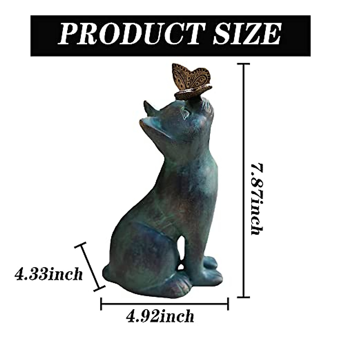 Cat and Butterfly Curiosity Garden Statue, Garden Cat Statue Outdoor Resin Statue Animal Sculpture Curious Cat Play with Butterfly Statue Garden Decoration Outdoor Statues for Patio Yard Lawn Porch