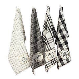 DII Home Sweet Farmhouse Kitchen Collection, Dishtowel Set, 18x28, Black, 4 Count