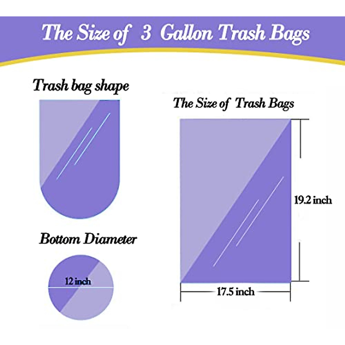 3 Gallon 180pcs Small Clear Trash Bags(Fit 2.6-3.2 Gal)Plastic Strong Clear Garbage Bags,Bathroom Trash Can Bin Liners,Waste Basket Liner,Fit 10-13 Liter, 2 Gallon,2.5-2.6 Gallon,3.2Gallon(3-Clear180)