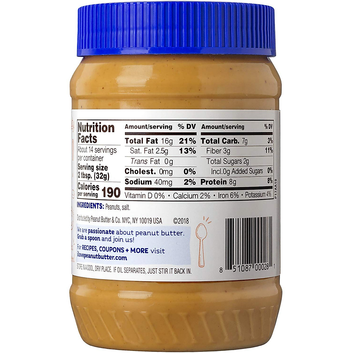 Peanut Butter & Co. Old Fashioned Crunchy Peanut Butter, Non-GMO, Gluten Free, Vegan, No Sugar Added, 16 Ounce (Pack of 1)