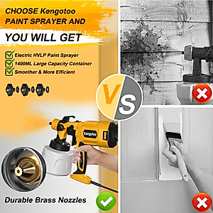 Paint Sprayer 850W HVLP Electric Spray Gun with 4 Nozzles and 3 Patterns, 1400ml Capacity Electric Spray Paint Gun for Furniture, Cabinets, Fence, Walls, Door, Garden Chairs etc. Yellow