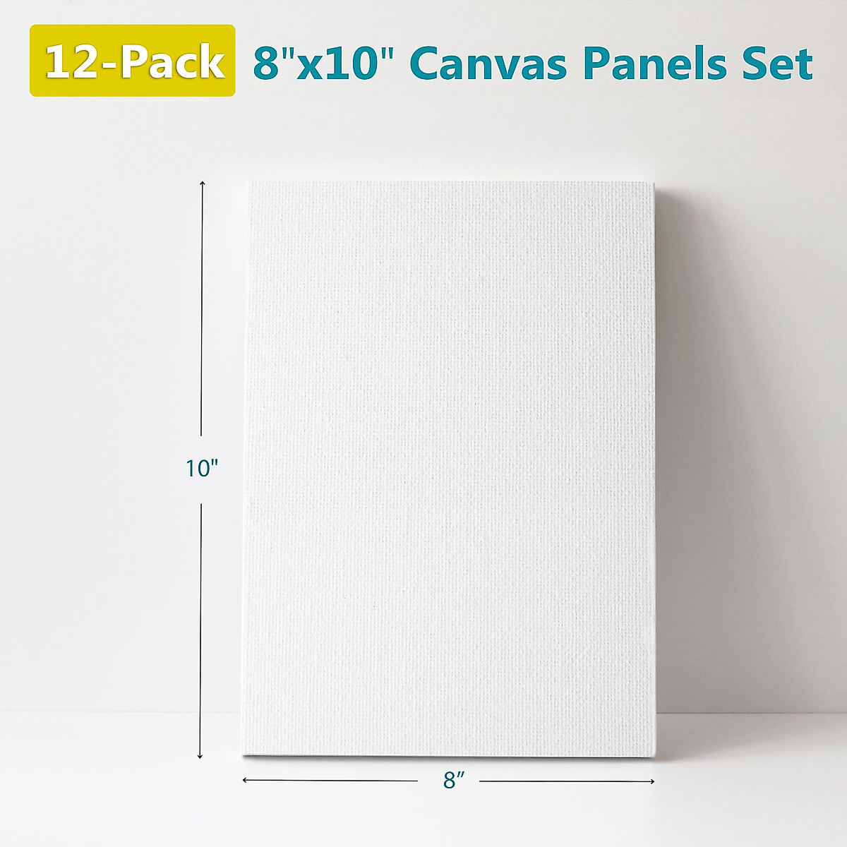 KEFF 12-Pack Bulk Canvas for Painting, 8x10 Canvas Value Pack Art Supplies for Adults, Kids - Small Canvas Board for Painting - 100% Cotton Primed Painting Canvas for Acrylic, Oil, Watercolor, Tempera