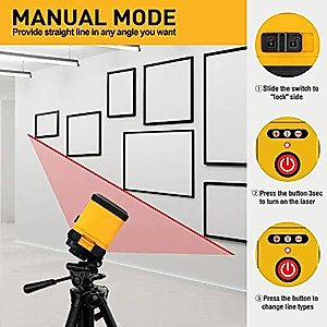 PREXISO 30FT Self Leveling Cross Line Laser, Switchable Vertical and Horizontal Red-Beam Line with Mount Clamps, 2 AA Batteries Included