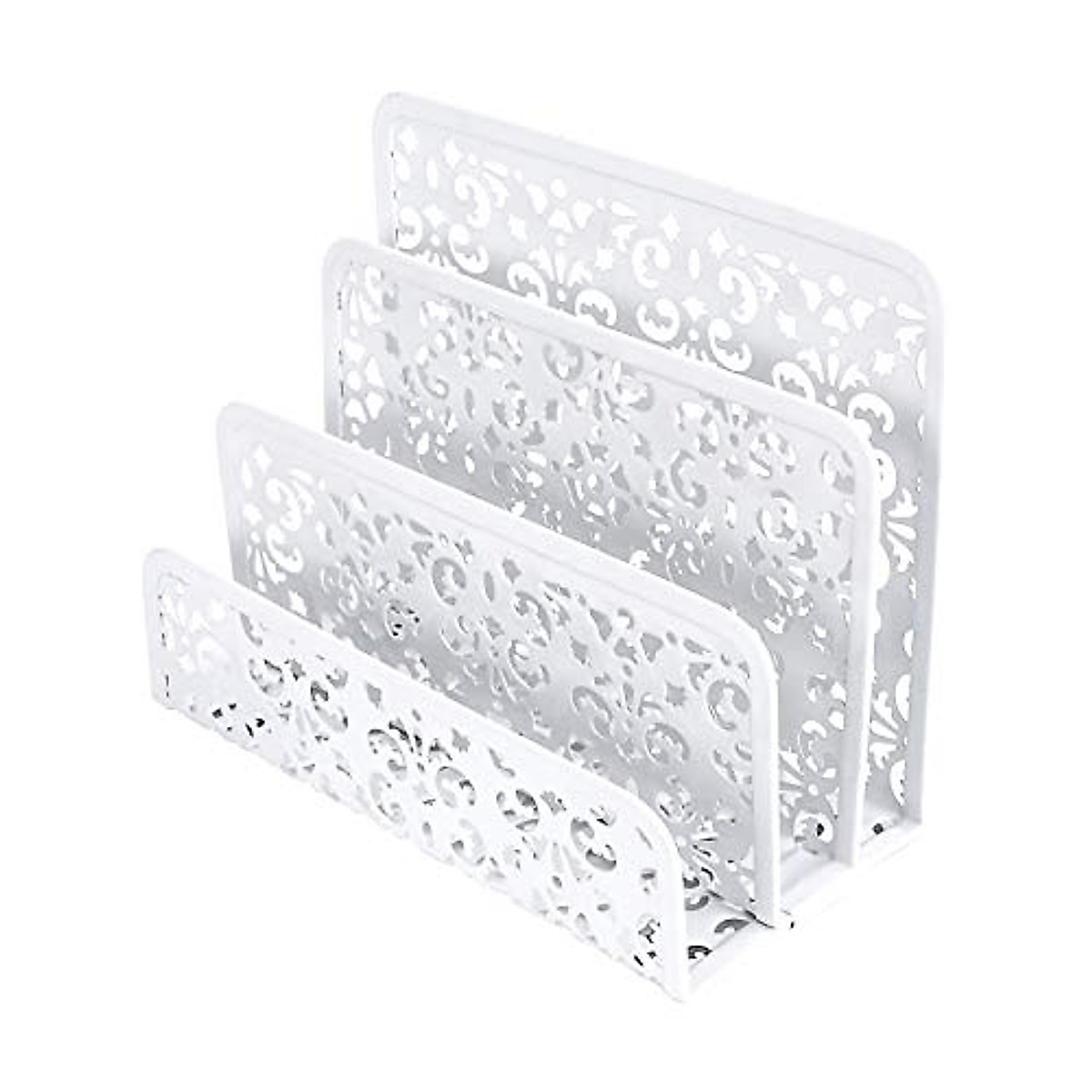 EasyPAG 5 in 1 Desk Organizer Set - 2 Tier Stackable Desk Tray,Letter Sorter, Pen Holder,Business Card Holder and Stick Note Holder,White