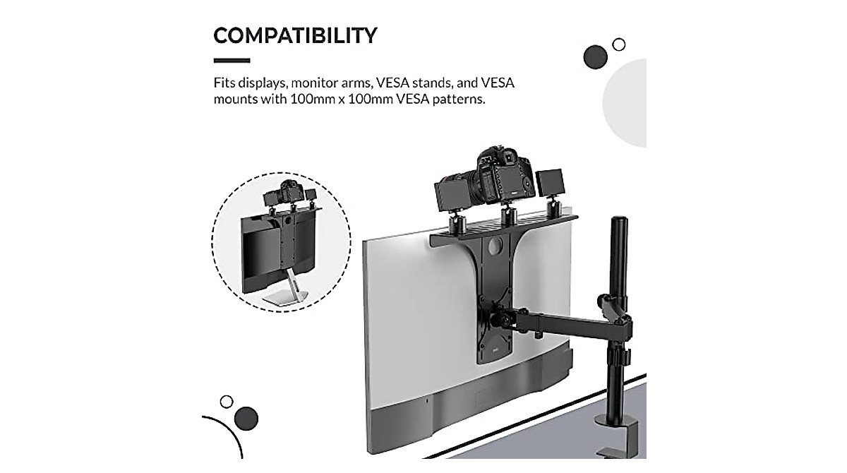 HumanCentric DSLR Monitor Mount | VESA Camera & Mic Shelf