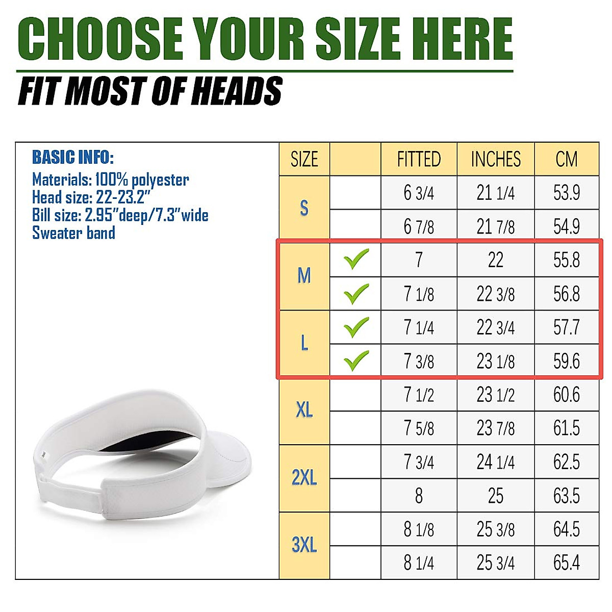 USHAKE Women's Visor, White