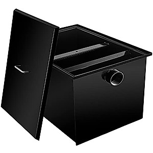 VEVOR 14 LB Commercial, Carbon Steel 7 GPM, Interceptor Side Water Inlet, Under Sink Grease Trap for Restaurant Canteen Factory Home Kitchen, Black