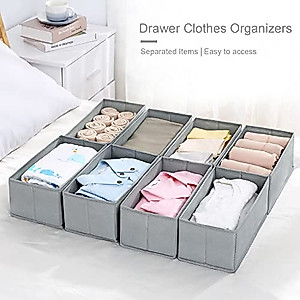 Qozary 8 Pack Drawer Organizers for Clothing, Foldable Cloth Storage Box, Underwear Drawer Organizer, Fabric Dresser Drawer Organizers for Baby Clothes, Underwear, Socks