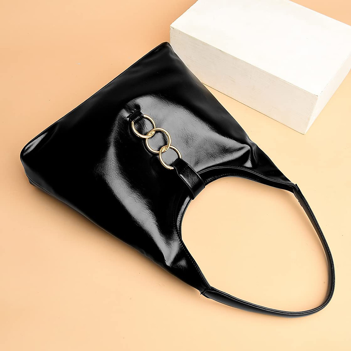 DOREAMALOE Women's Retro Vegan PU Leather Shoulder Bag Hobo Handbag Casual Tote Shoulder Purse