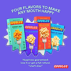 Goodles Mac & Cheese Assortment 4 Pack, 6oz - 14g Protein, 6g Fiber with Prebiotics, 21 Plant-Based Nutrients and Made w/REAL Cheese! | Clean Label Certified