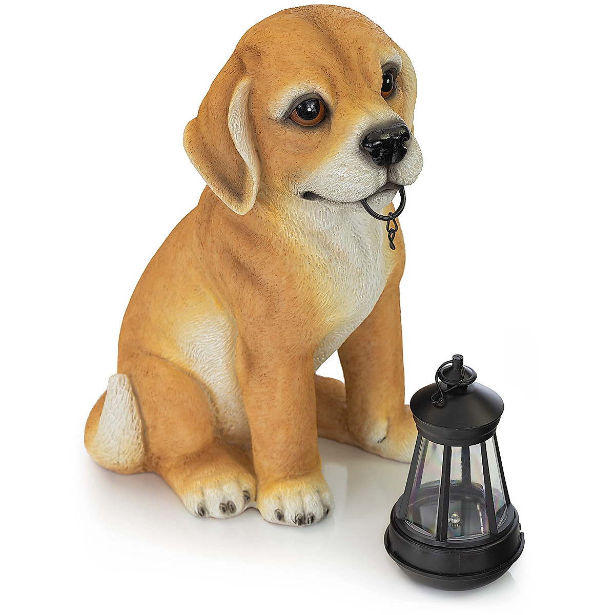 VP Home Golden Puppy with Lantern Solar Powered LED Outdoor Decor Garden Light