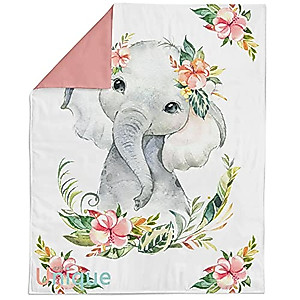 Sarafi Elephant Fabric Panel, Quilting Panel, Baby Quilt Panel, Cotton Baby Panel, Blanket Panel, Bedding Panel White