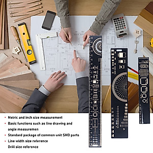 PCB Engineering Ruler, Scratch Free Accurate Spacing Clear Metric PCB Scale Ruler 3 Sizes for Electronic Engineers