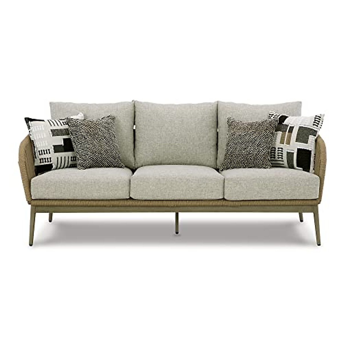 Signature Design by Ashley Swiss Valley Bohemian Outdoor Sofa with Cushion, Light Brown
