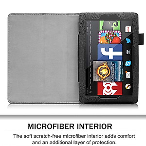 Fintie Folio Case for Fire HD 7 Tablet (4th Generation, 2014 Release) - Slim Fit Leather Standing Protective Cover with Auto Sleep/Wake, Black