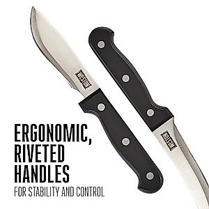 Weston 10-Piece Game Processing Knife Kit, 8" Butcher, 6" Cleaver, 5.3" Fillet, and 4.2" Skinning Knives, Adjustable 12.25" Butcher Saw, Sharpener, Shears & Storage Case, Stainless Steel (83-7001-W)