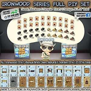 ACNH: Ironwood Series Full Set | All 11 Ironwood DIYs & 9 Bonus DIYs | Crafting Materials | 1.0 Base Game Content