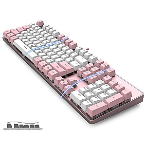 Wired Mechanical Gaming Keyboard | Brown Switch PC Gaming Keyboard | 104 Keys US Layout | Wired Gaming Keyboard | Hot Swappable Mechanical Keyboard | Silent Mechanical Keyboard | Pink & White Combo