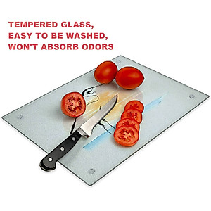 Tempered Glass Cutting Board Heron Bird Watercolor and Sunset Tableware Kitchen Decorative Cutting Board with Non-slip Legs, Serving Board, Large Size, 15" x 11"