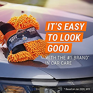 Microfiber Car Wash Mitt and Pad Set by Armor All, Machine Washable, Highly Absorbent Cleaner for Dirt and Bugs