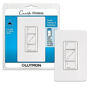 Lutron Caséta Wireless Smart Lighting Dimmer Switch for Wall and Ceiling Lights with Wall Plate | PDW-6WCL-WH-A | White
