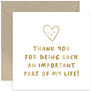 Old English Co. Cute Special Friendship Thank You Card - 'Important Part of My Life' Appreciation Greeting Card for Family and Friends - Grateful For Support and Help | Blank Inside with Envelope
