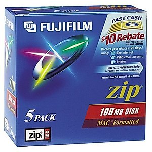 Fujifilm(R) Zip 100MB Disks, Mac Format, Pack Of 5
