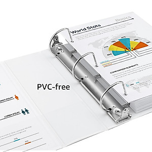 Amazon Basics 3 Ring Binder with 2 Inch D-Ring and Clear Overlay, White, 4-Pack