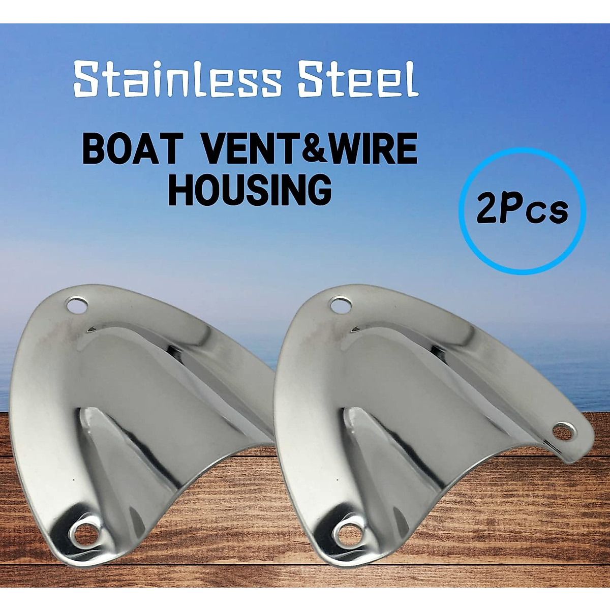 Norsea-Stainless Steel Clam Shell Vent, Wire Cable Cover, Outlet,Cap, Clamshell -One Piece Structure and Streamlined Design for Boats, RVs and Outdoor Application -Pack of 2 PCS