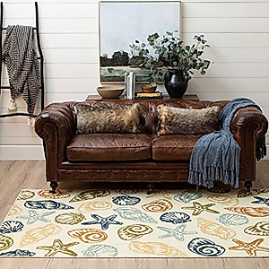 Mohawk Home Nautical Seaside Area Rug ,Tan Shells (5' X 8')