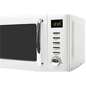 Haden Heritage Vintage 0.7 Cubic Foot 20 Liter 700 Watt Countertop Microwave Oven Kitchen with Turntable and 5 Power Levels, Ivory White